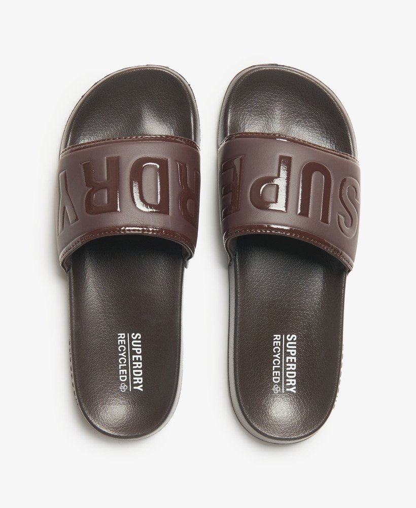 mens Core Pool Sliders in Dark Oak Brown | Superdry UK