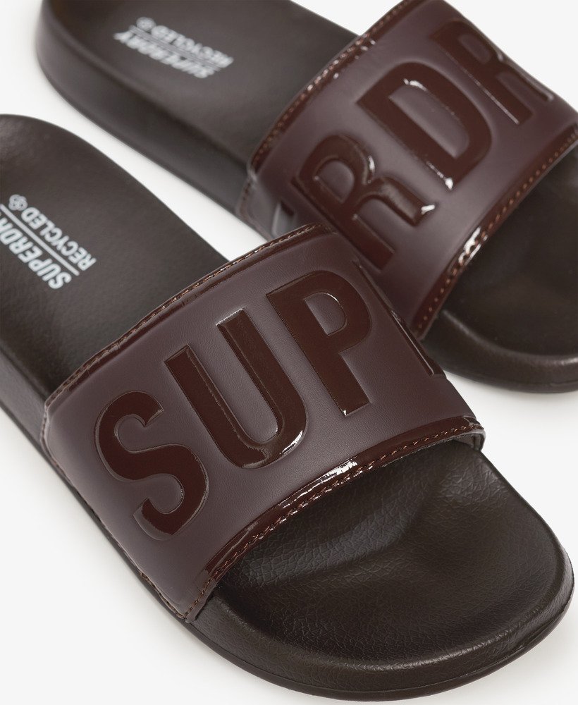 mens Core Pool Sliders in Dark Oak Brown | Superdry UK