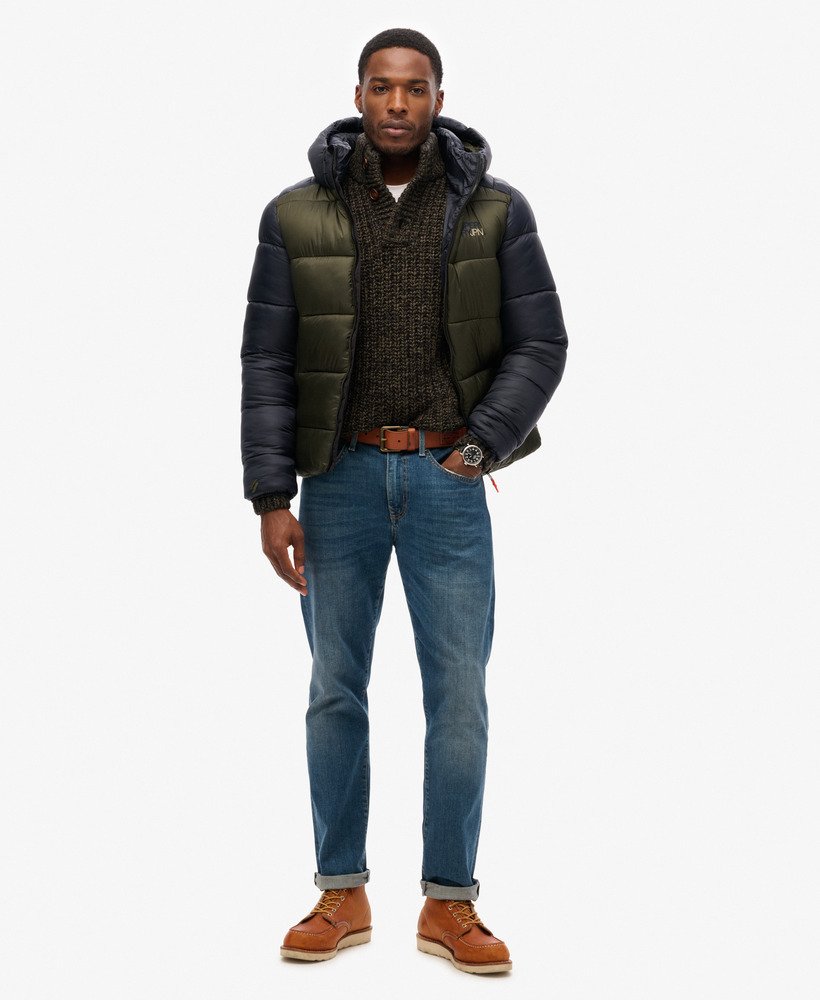 Sports Steppjacke im Farbblock-Design mit Kapuze finster marineblau ...