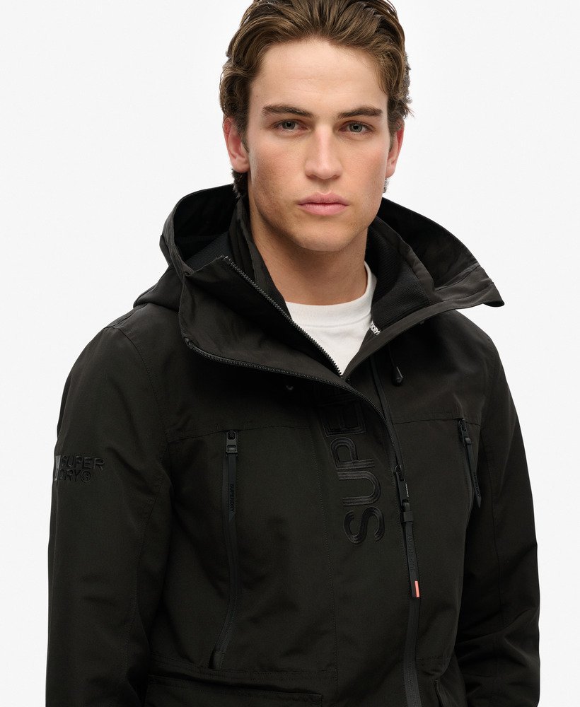 mens Hooded Ultimate Embroidered Windbreaker in Black | Superdry UK