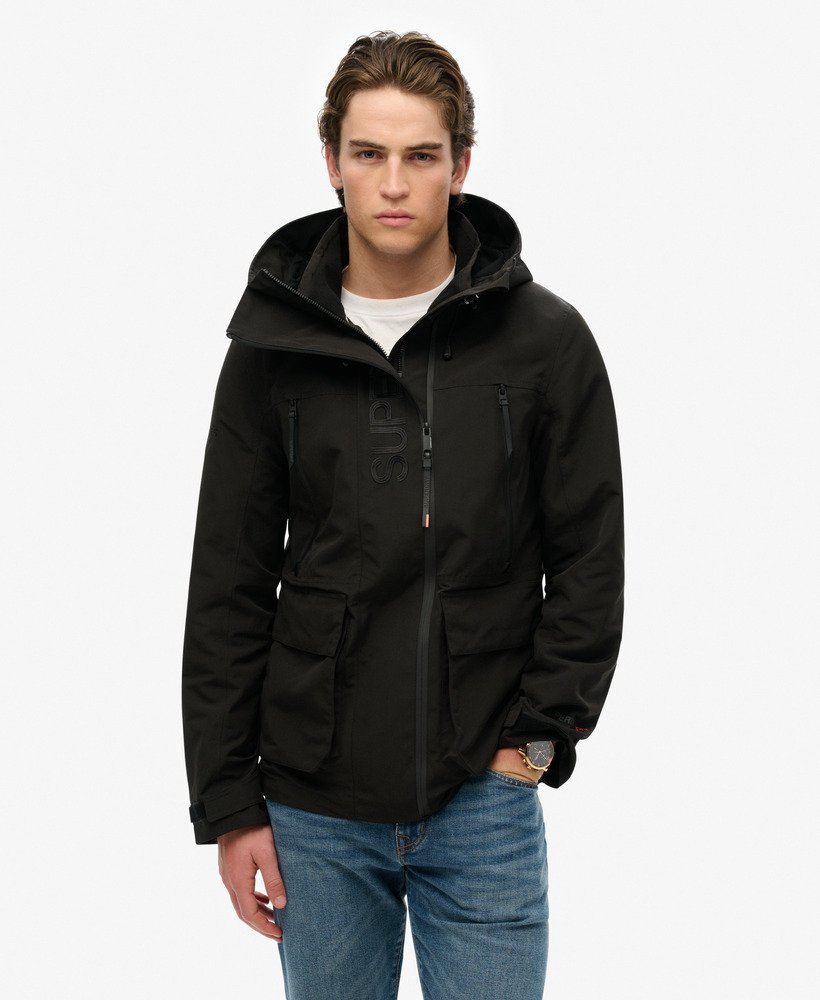 mens Hooded Ultimate Embroidered Windbreaker in Black | Superdry UK