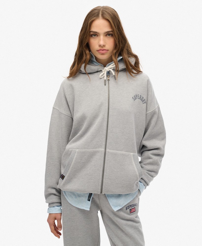 womens Athletic Essential Oversized Zip Hoodie in GREY MARL | Superdry UK