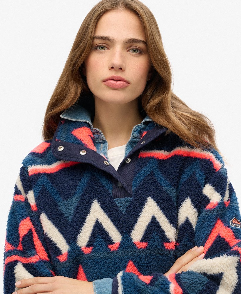 womens Super Soft Printed Teddy Fleece in Navy Terry Print | Superdry UK