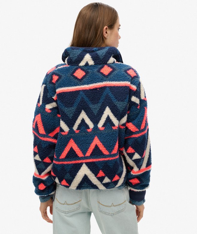 womens Super Soft Printed Teddy Fleece in Navy Terry Print | Superdry UK