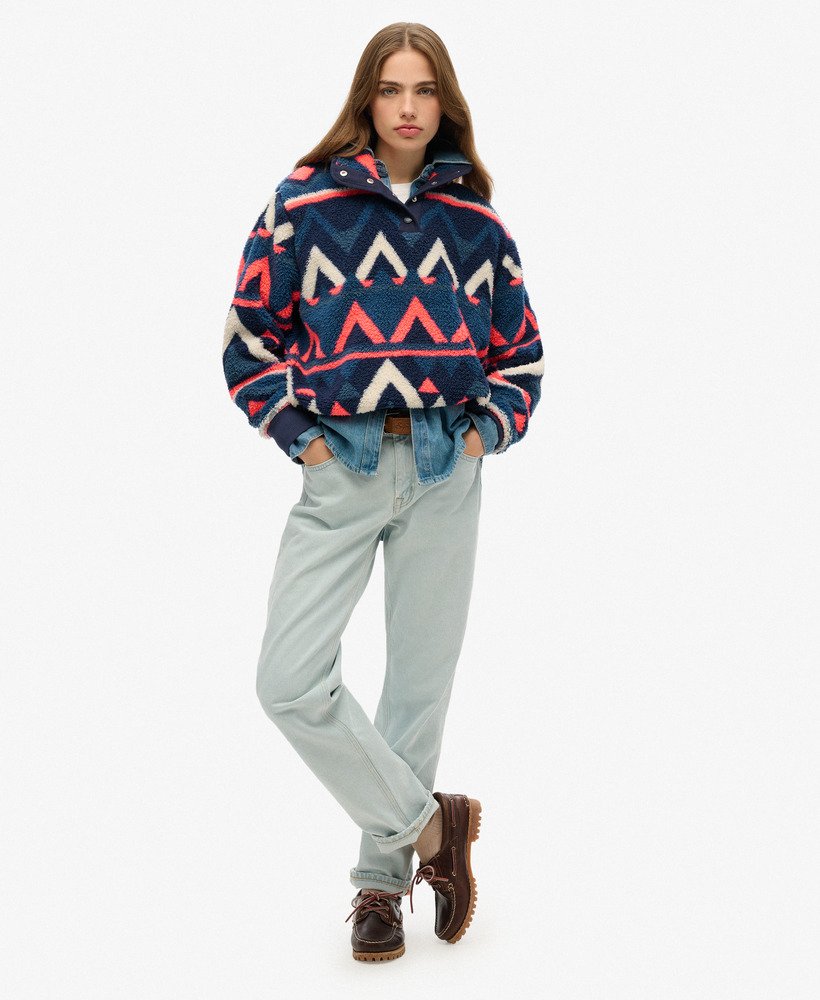 Mujer Forro Polar Teddy Estampado Súper Suave en estampado de rizo azul ...