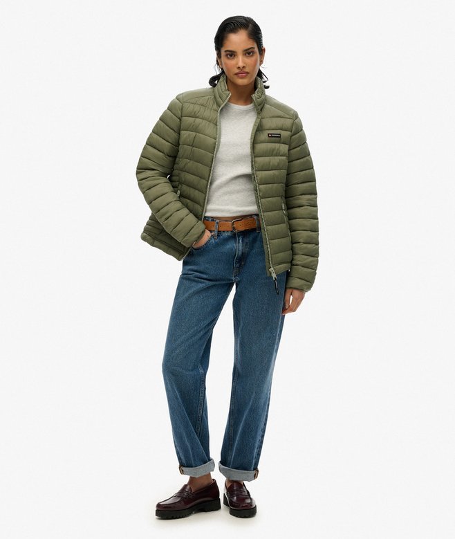 womens Fuji Lite Padded Jacket in Dusty Olive Green | Superdry UK