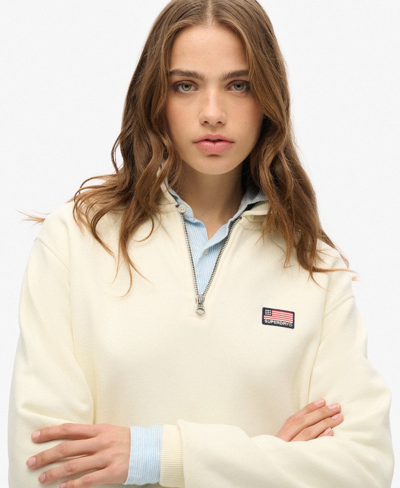 womens Athletic Essentials Collared Half Zip in OFF WHITE | Superdry UK