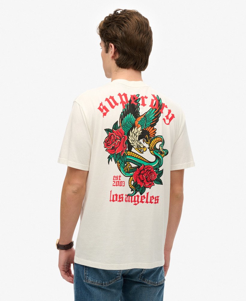 mens Neo Trad Tattoo Loose T-Shirt in Bone White | Superdry UK