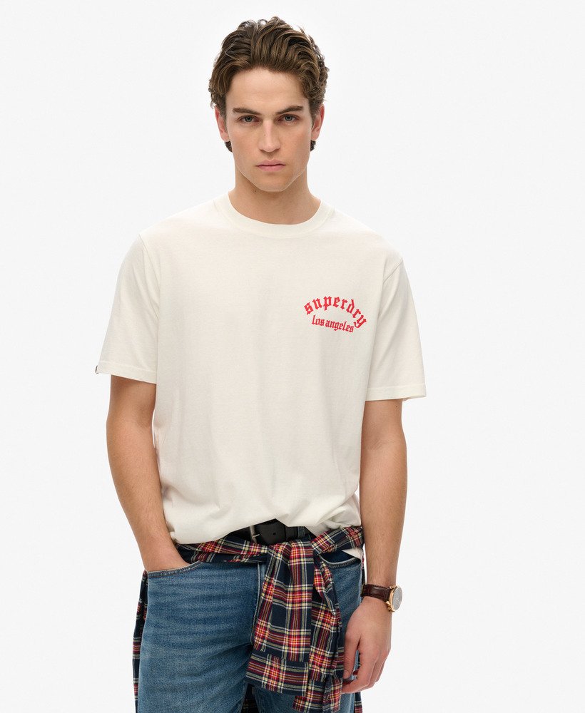 mens Neo Trad Tattoo Loose T-Shirt in Bone White | Superdry UK