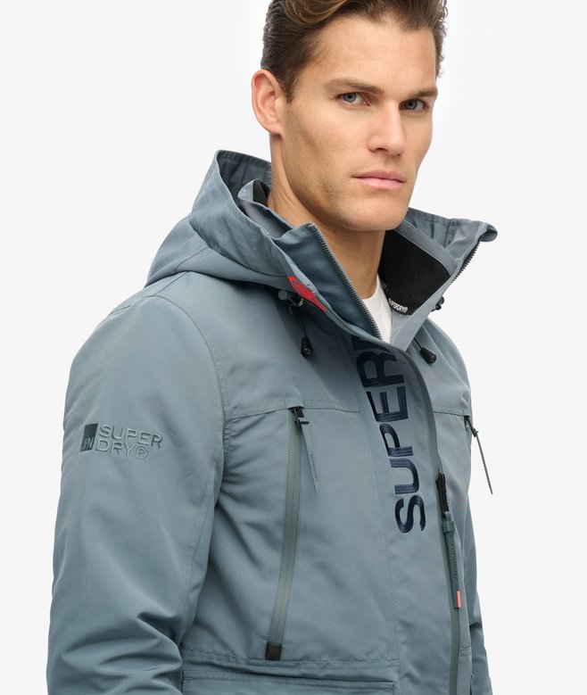 mens Hooded Ultimate Embroidered Windbreaker in Stormy Weather Blue ...