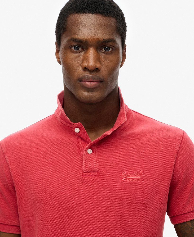 mens Vintage Destroy Polo Shirt in Cranberry Crush Red | Superdry US
