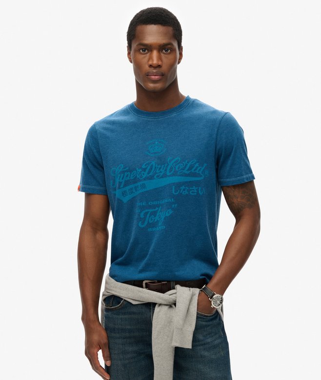 mens Workwear Washed Relaxed T-Shirt in Rodeo Blue Marl | Superdry UK