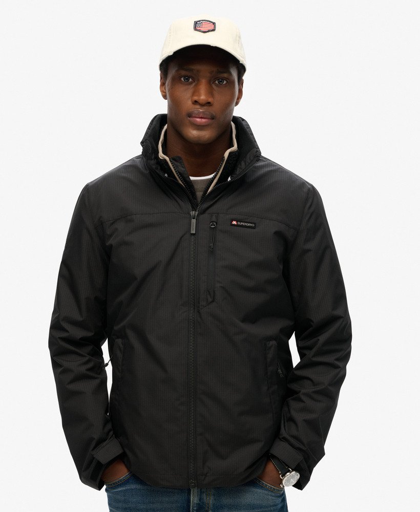 mens Non Hood Logo Windbreaker Jacket in JET BLACK | Superdry UK