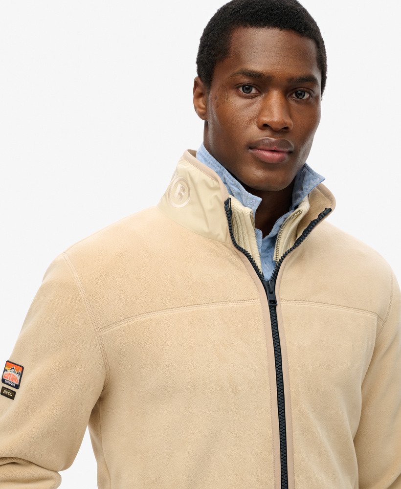 mens Active Full Zip Fleece in Oatmeal Beige | Superdry UK