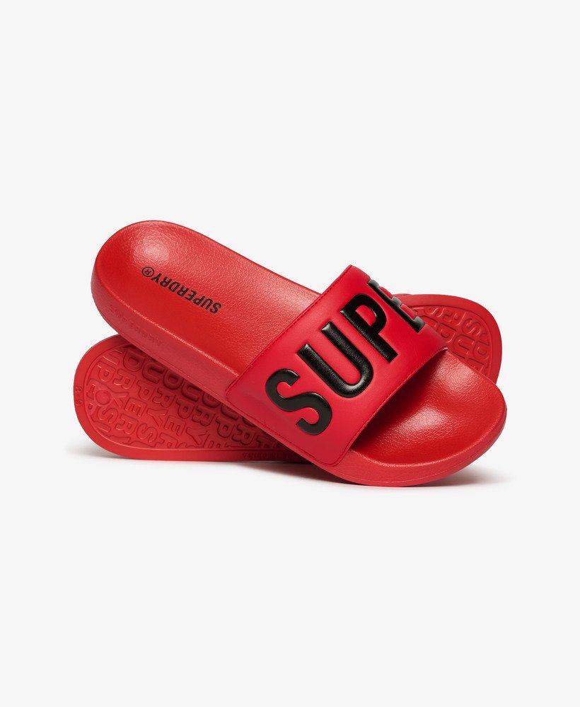 mens Core Graphic Pool Sliders in DROP KICK RED | Superdry UK