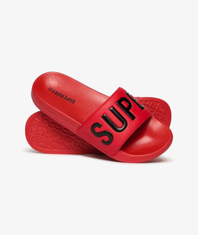 mens Core Graphic Pool Sliders in DROP KICK RED | Superdry UK