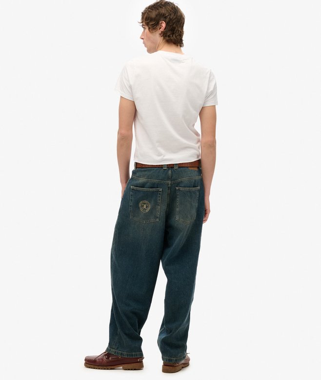 mens Cult 90s Baggy Jeans in Dark Blue Dirty Wash | Superdry UK