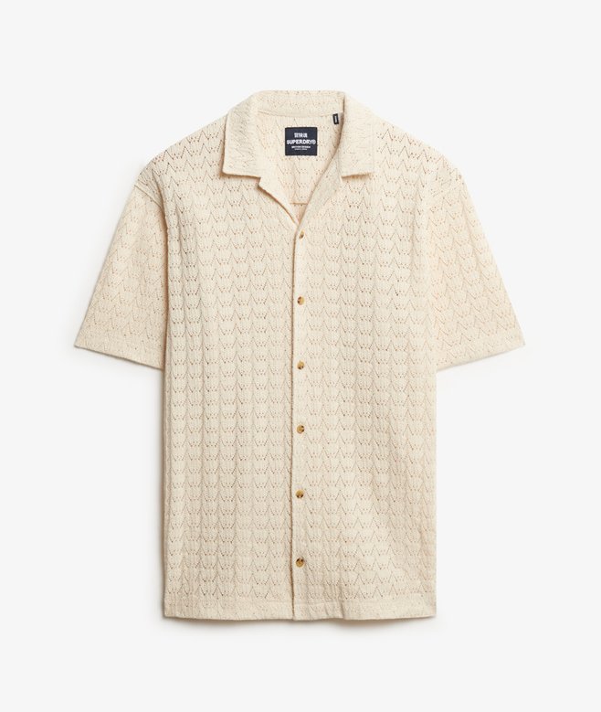 mens Knitted Texture Shirt in Ecru Crochet | Superdry UK