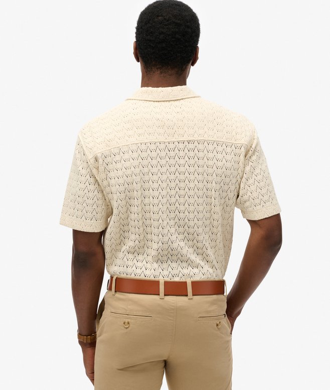 mens Knitted Texture Shirt in Ecru Crochet | Superdry UK