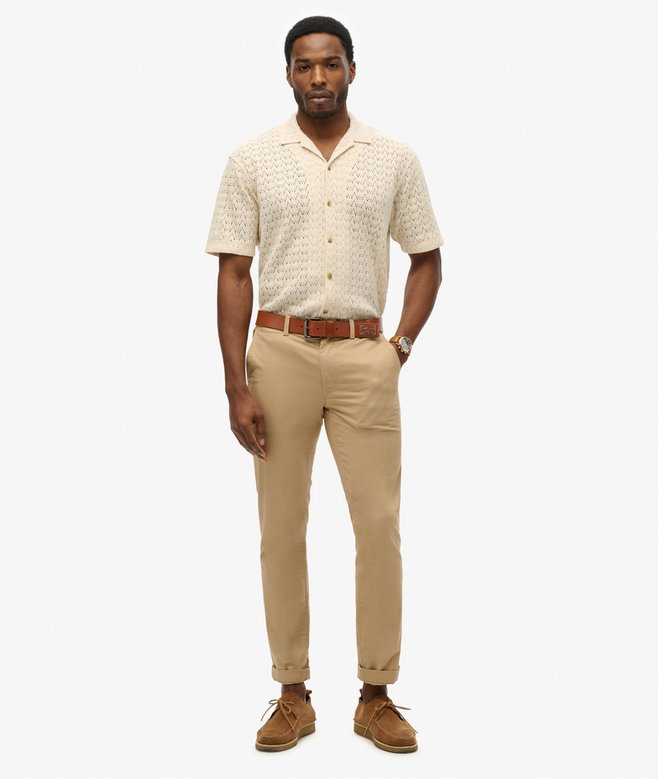 mens Knitted Texture Shirt in Ecru Crochet | Superdry UK