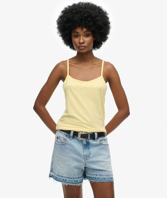 womens Studios Strappy Vest in Pale Yellow | Superdry UK