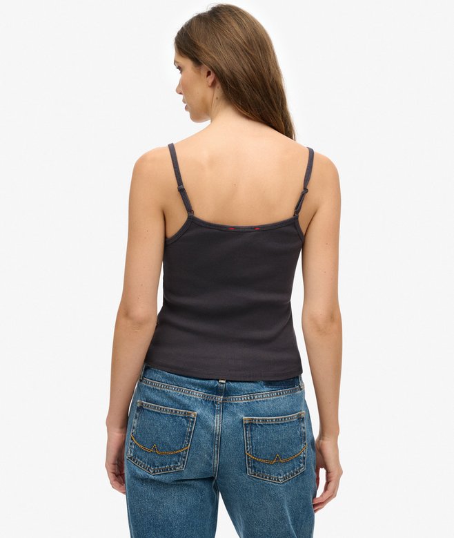 womens Athletic Essentials Graphic Button Cami Top in CHARCOAL ...