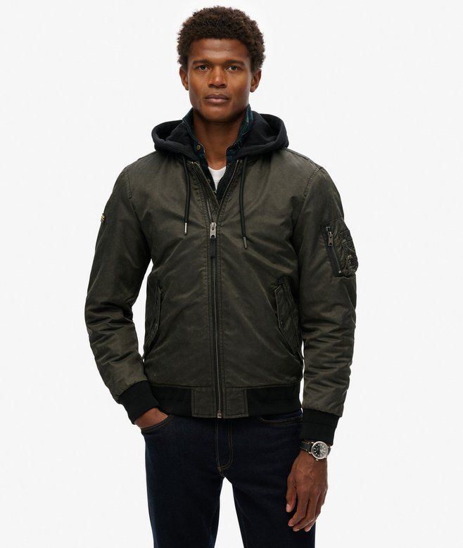 Heren Military MA1 bomberjack in washed dark green | Superdry NL