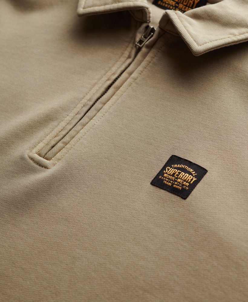 mens Contrast Stitch Half Zip Sweatshirt in WASHED VINTAGE KHAKI ...