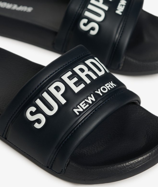 womens City Luxe Pool Sliders in EBONY | Superdry UK