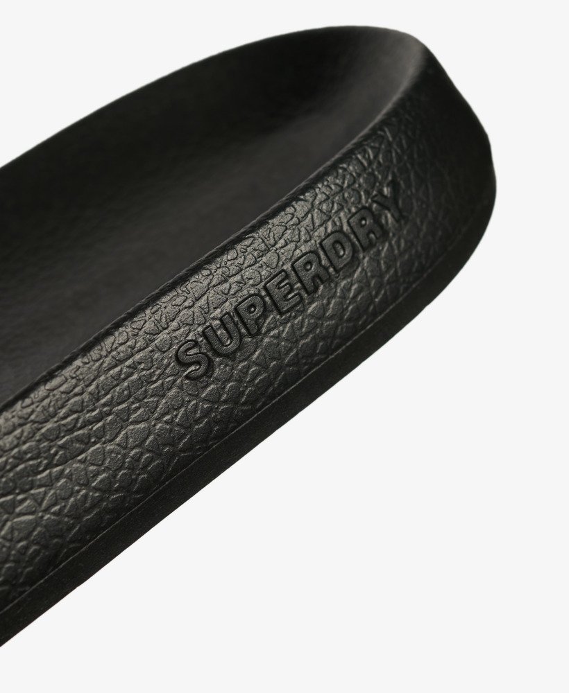 womens Luxe Logo Pool Sliders in Black | Superdry UK