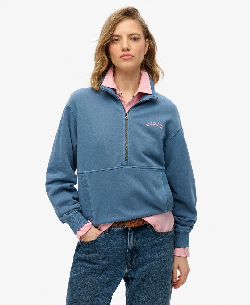 womens Essential Logo Half Zip Sweatshirt in Copen Blue | Superdry UK