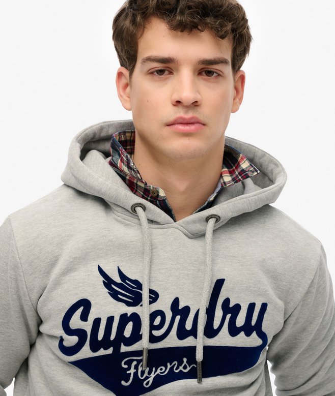Heren Flyers Script hoodie in grey marl | Superdry NL