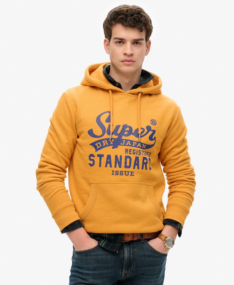 mens Standard Script Hoodie in Thrift Gold Marl | Superdry UK