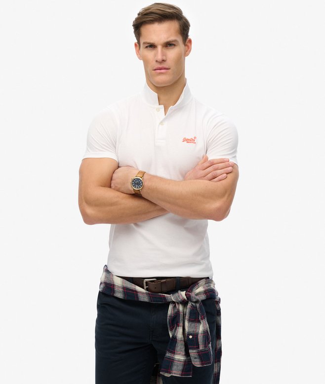 mens Essential Logo Neon Jersey Polo Shirt in OPTIC | Superdry UK