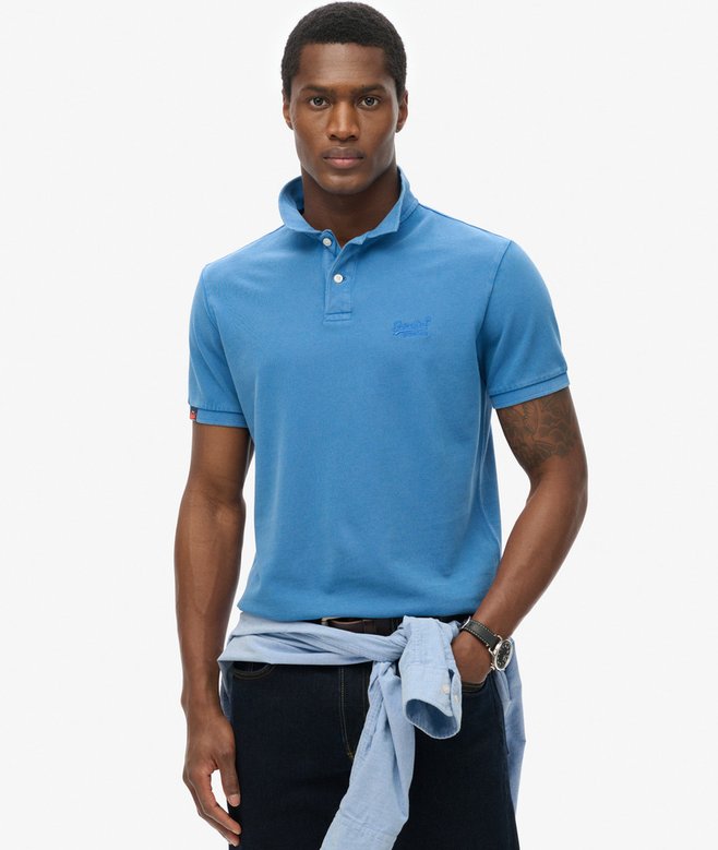 mens Vintage Destroy Polo Shirt in MONACO BLUE | Superdry UK