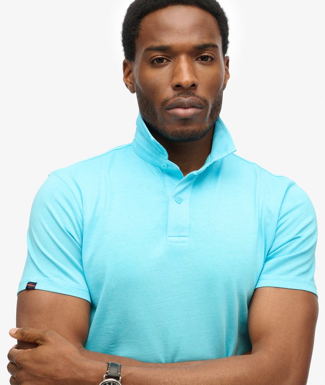 mens Essential Jersey Polo Top in Neon Sky Blue | Superdry UK