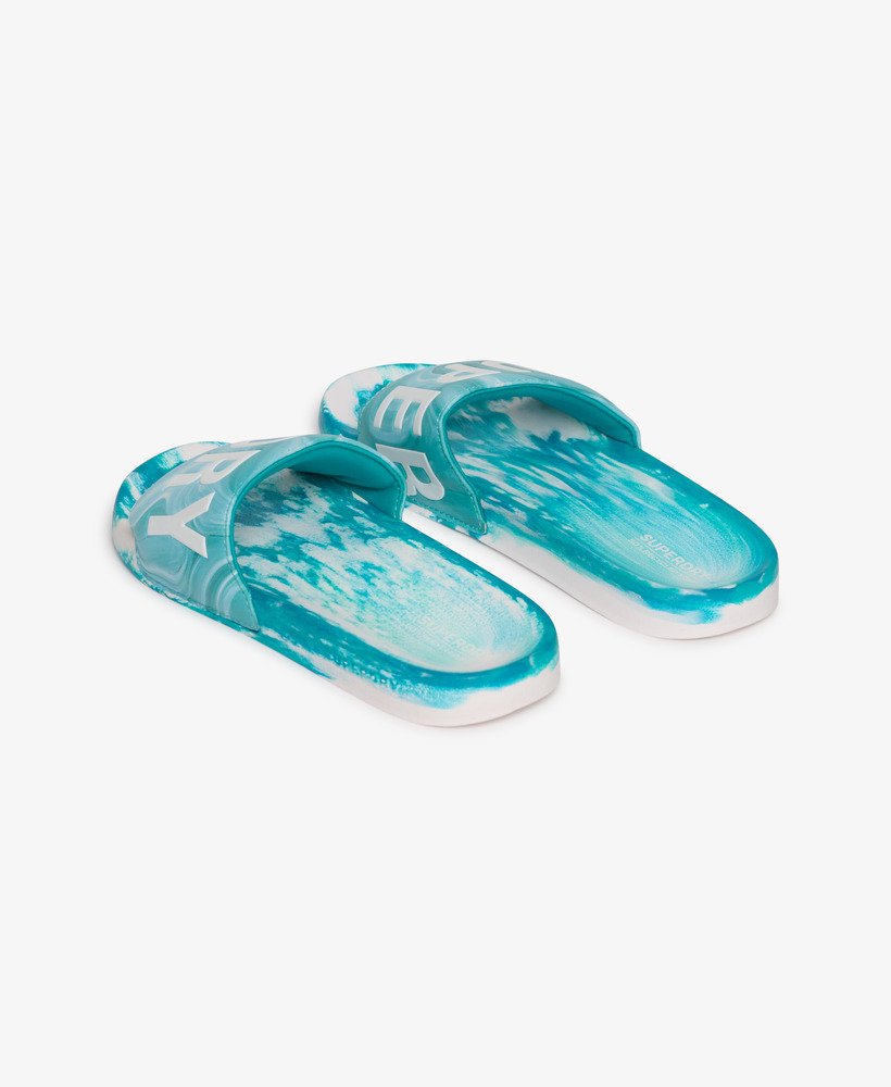 womens Marble Pool Sliders in DARK BLUE AOP | Superdry UK