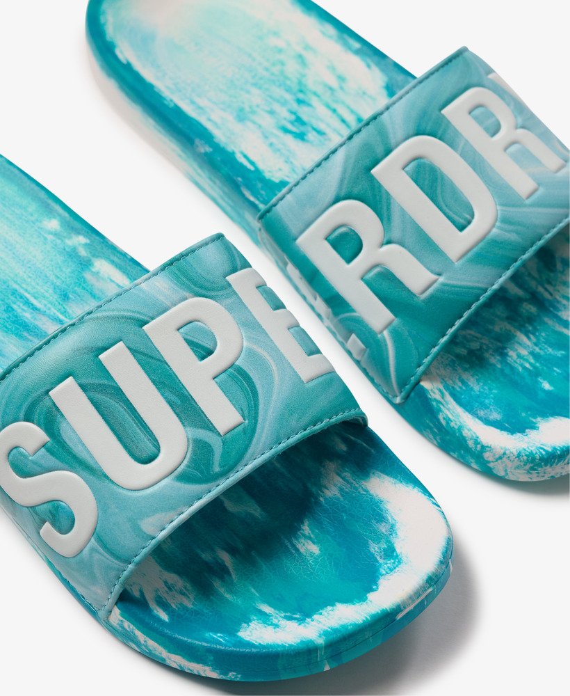 womens Marble Pool Sliders in DARK BLUE AOP | Superdry UK