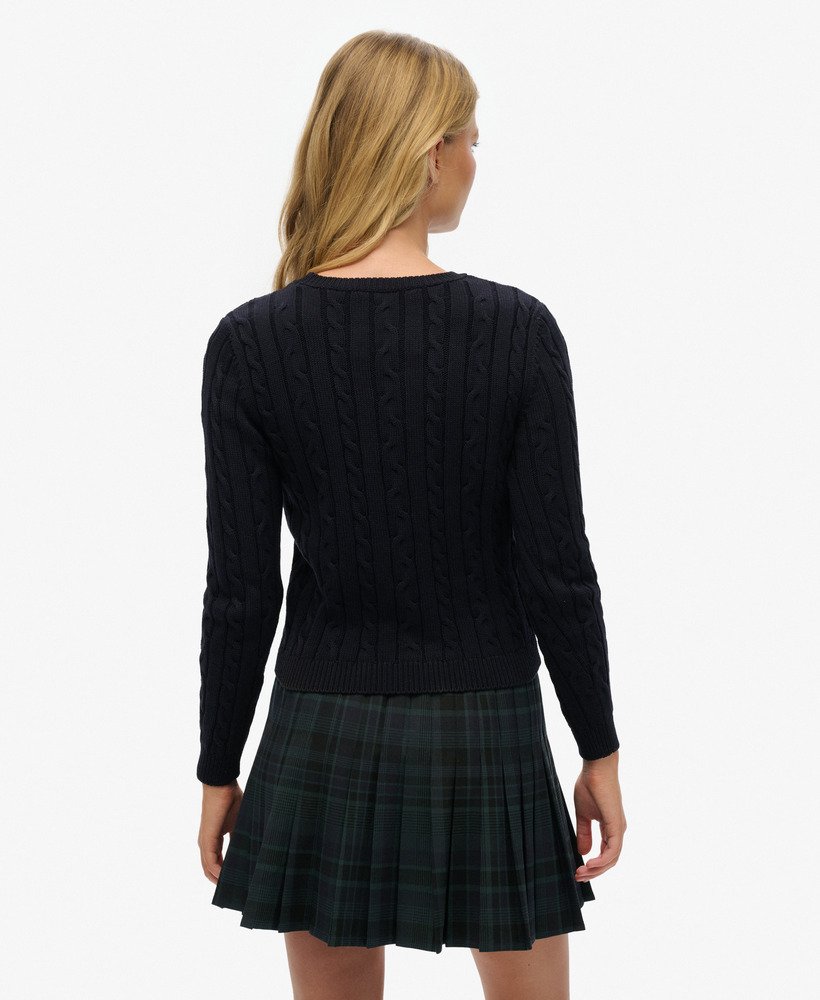 womens Essentials Slim Cable Jumper in Eclipse Navy | Superdry UK