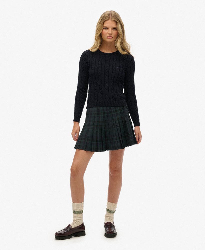 womens Essentials Slim Cable Jumper in Eclipse Navy | Superdry UK