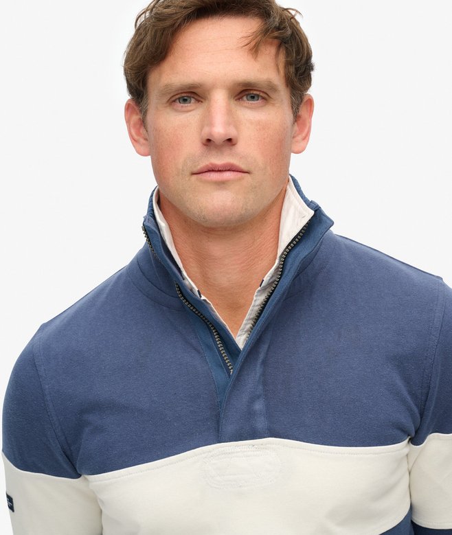 mens Classic Rugby Half Zip Top in Classic Navy/White | Superdry UK
