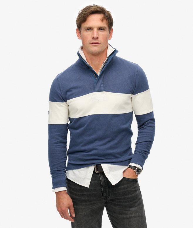 mens Classic Rugby Half Zip Top in Classic Navy/White | Superdry UK