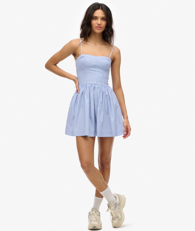 womens Corset Cami Mini Dress in BLUE STRIPE | Superdry UK