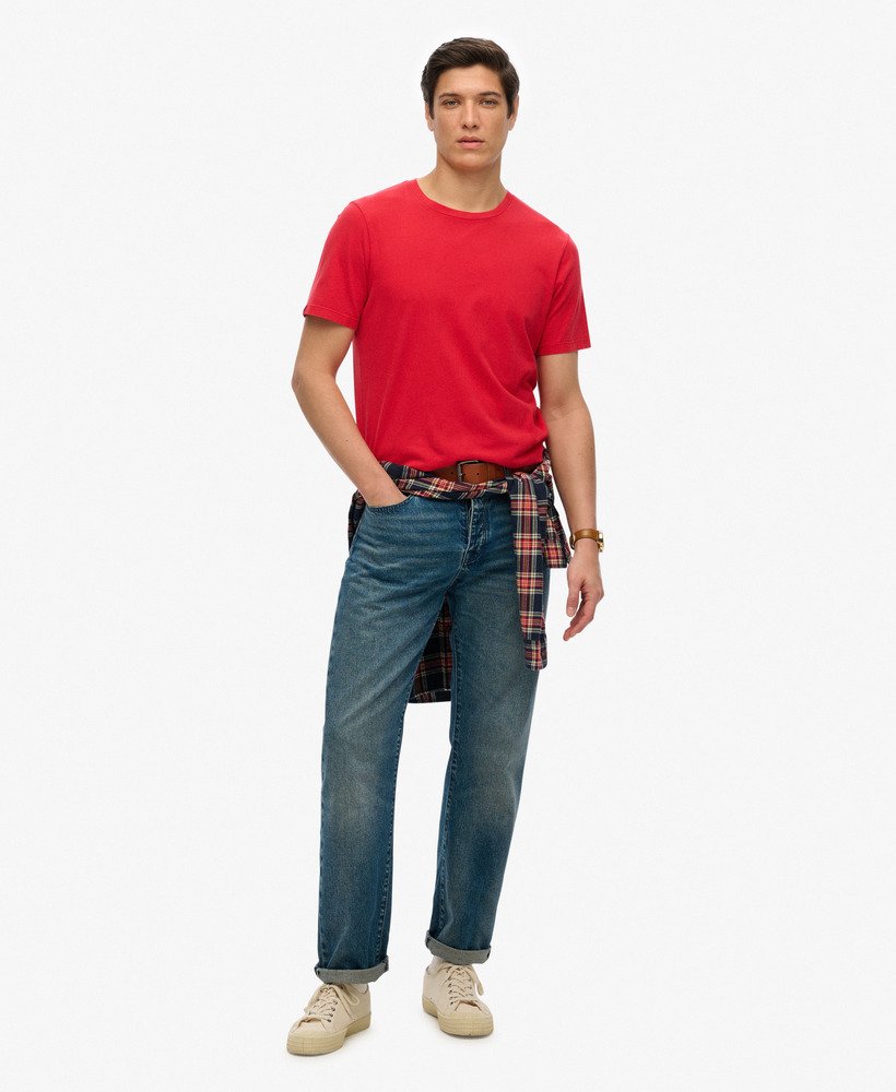 mens Classic Essential T-Shirt in Washed Cranberry Crush Red | Superdry UK