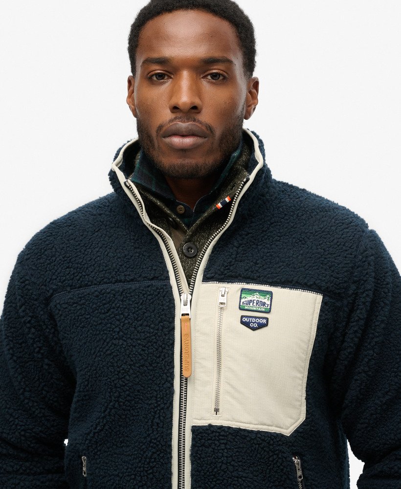 Heren Vintage Retro Borg Fleece Jas in eclipse navy | Superdry NL