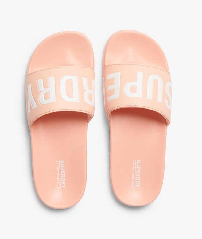 womens Vegan Core Pool Sliders in Pink Pesca | Superdry UK