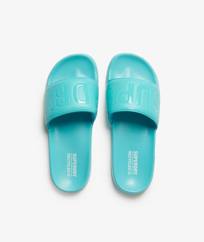womens Code Core Pool Sliders in Aquamarine Blue | Superdry UK