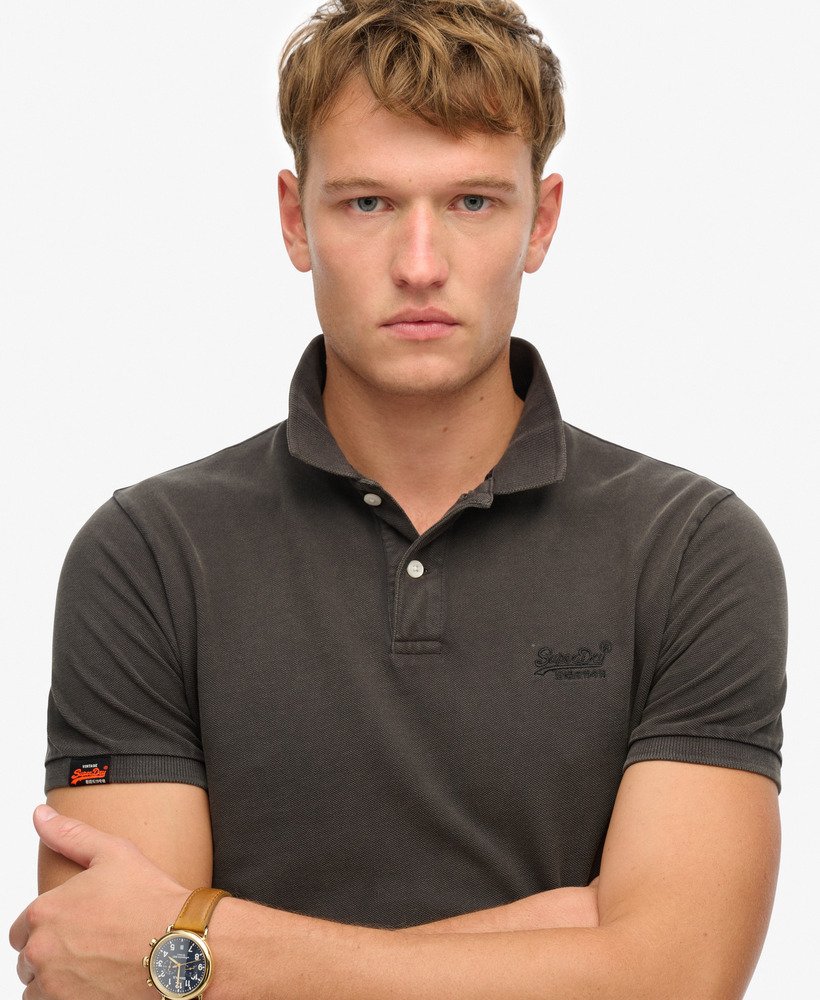 mens Vintage Destroy Polo Shirt in Destroy Black | Superdry UK