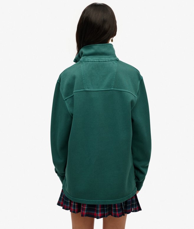 womens Cotton Classic Pique Half Zip Jumper in Washed Green | Superdry US