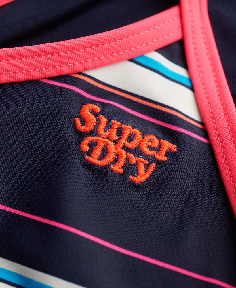 womens Striped Recycled Bikini Top in Coral Pop Stripe | Superdry UK